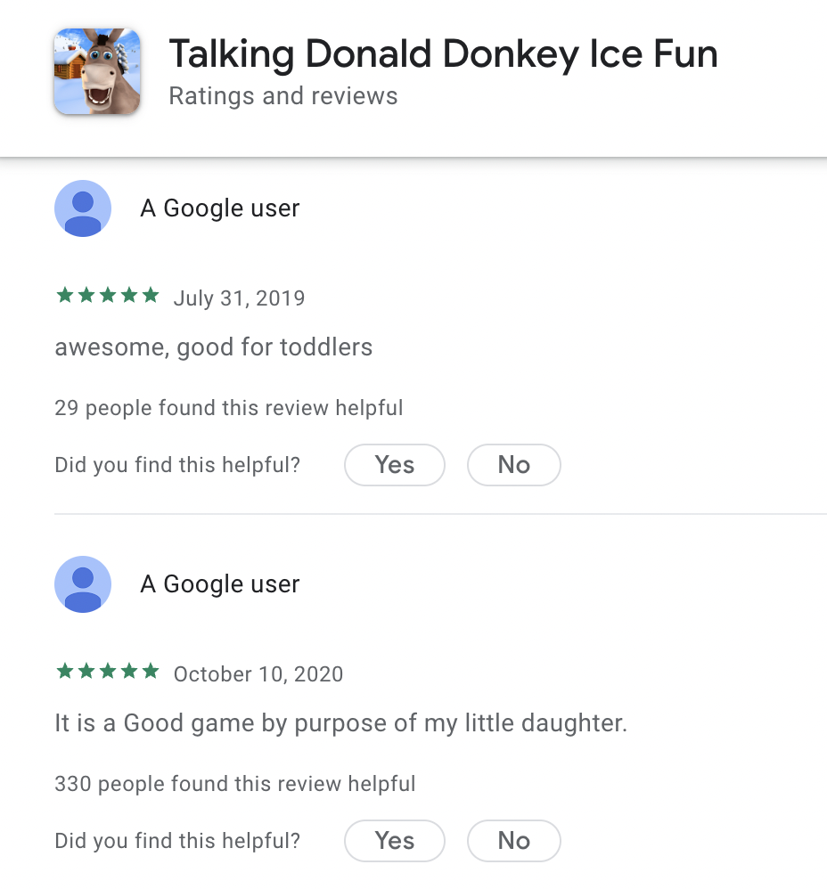 COPPA Reviews: ‘Talking Donald Donkey Ice Fun’ (com.kauf ...